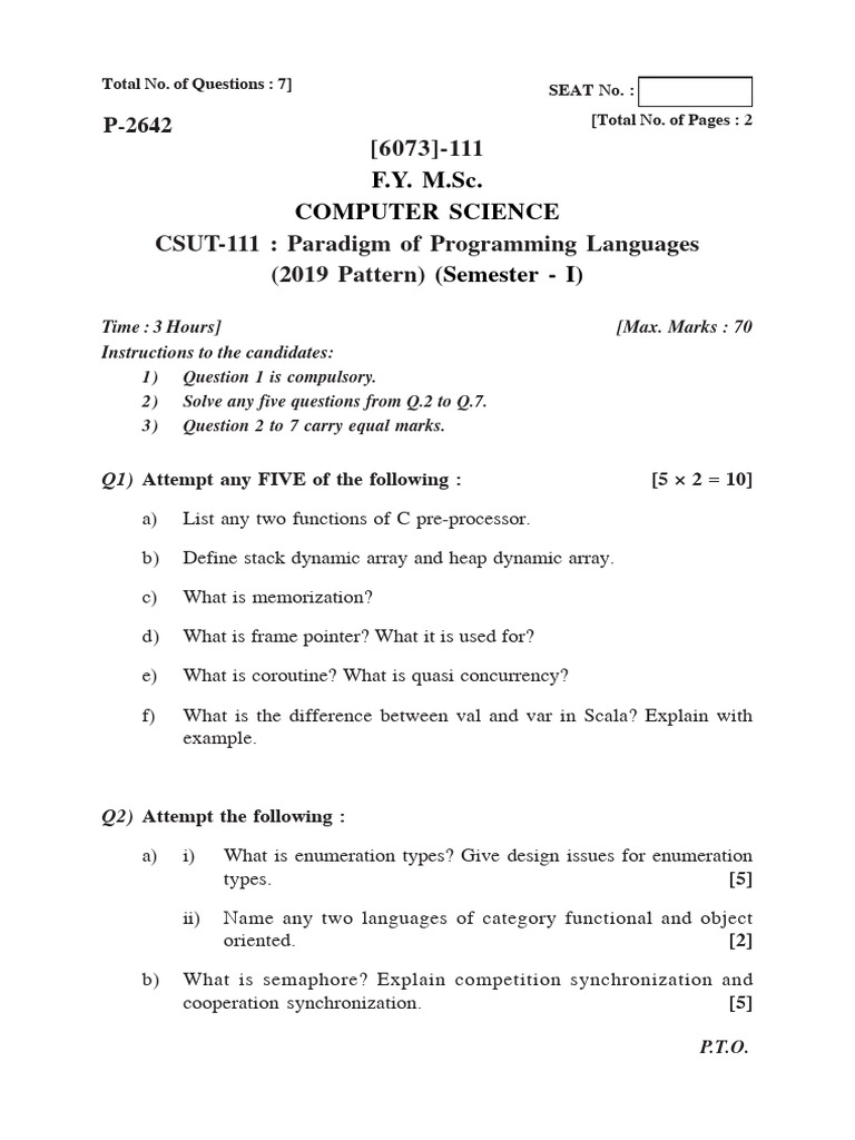 m.sc ( Computer Science ) 2019 Pattern | PDF | Cloud Computing | Apache Hadoop