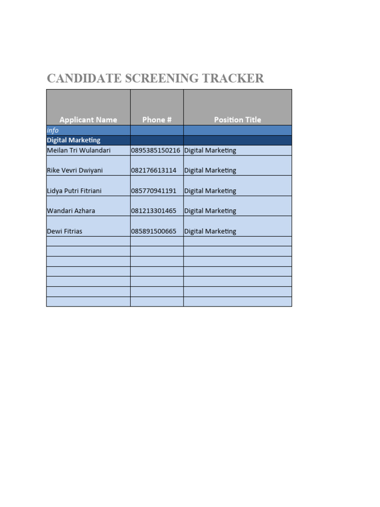IC Candidate Screening Tracker Template 8544 V1 | PDF