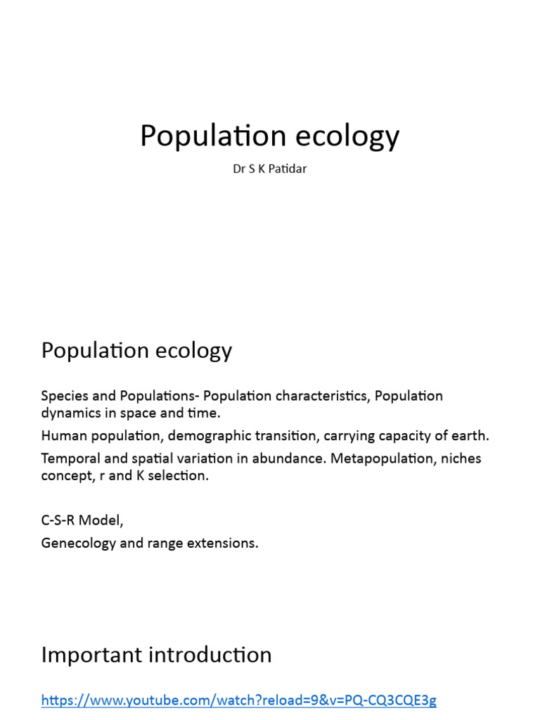 Population Ecology | PDF