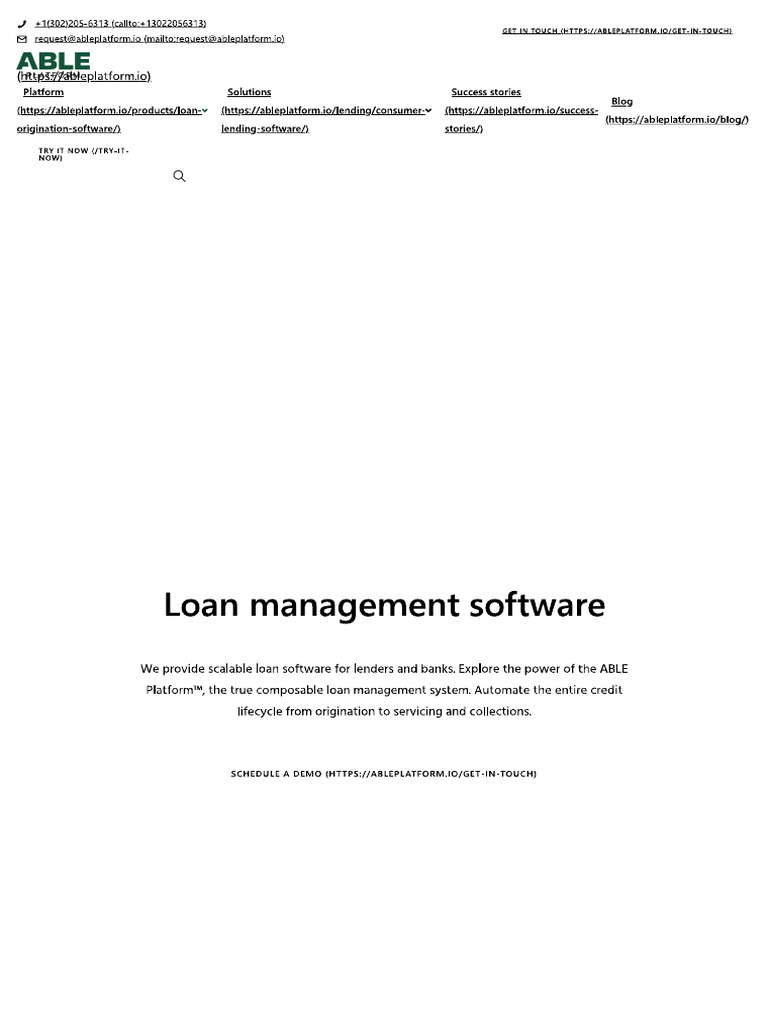 Loan Management Software System - ABLE Platform | PDF