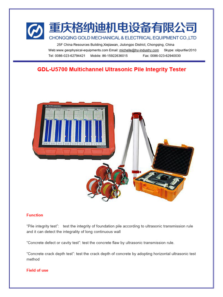Specification - Cross Hole Tester | PDF | Deep Foundation | Ultrasound