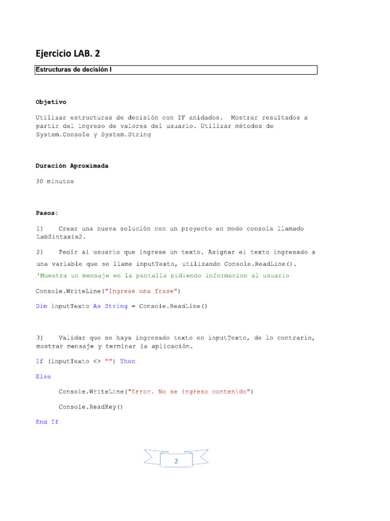 Unidad 2 Sintaxis VB - NET - Parte 3-Ejercicio | PDF