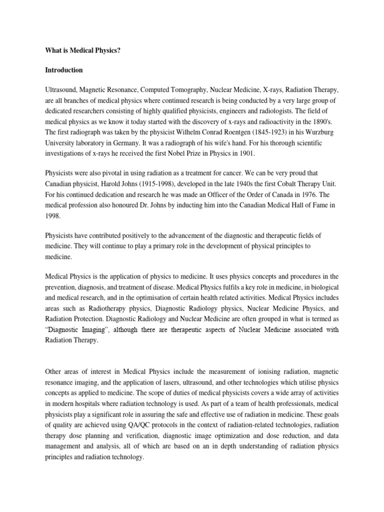 What Is Medical Physics | PDF