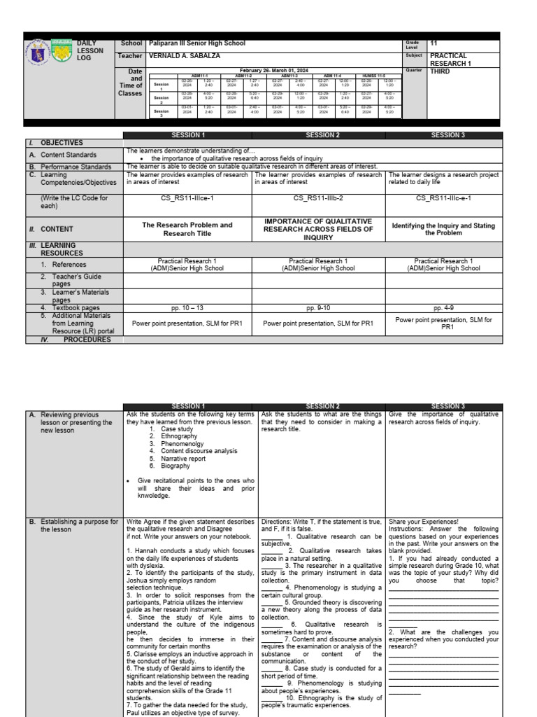 DLL-PR1-Week-4 With Catch UP Friday Integration | PDF
