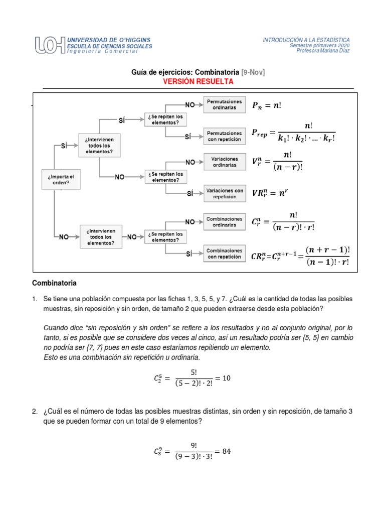 IE Guia Combinatoria 9nov Resuelta | PDF | Combinatoria