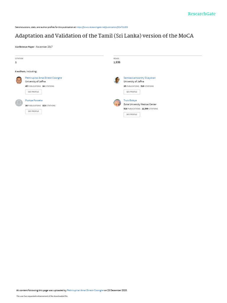 MoCA TamilvalidationFullpaperpublicationinKESMAS | PDF | Sensitivity ...