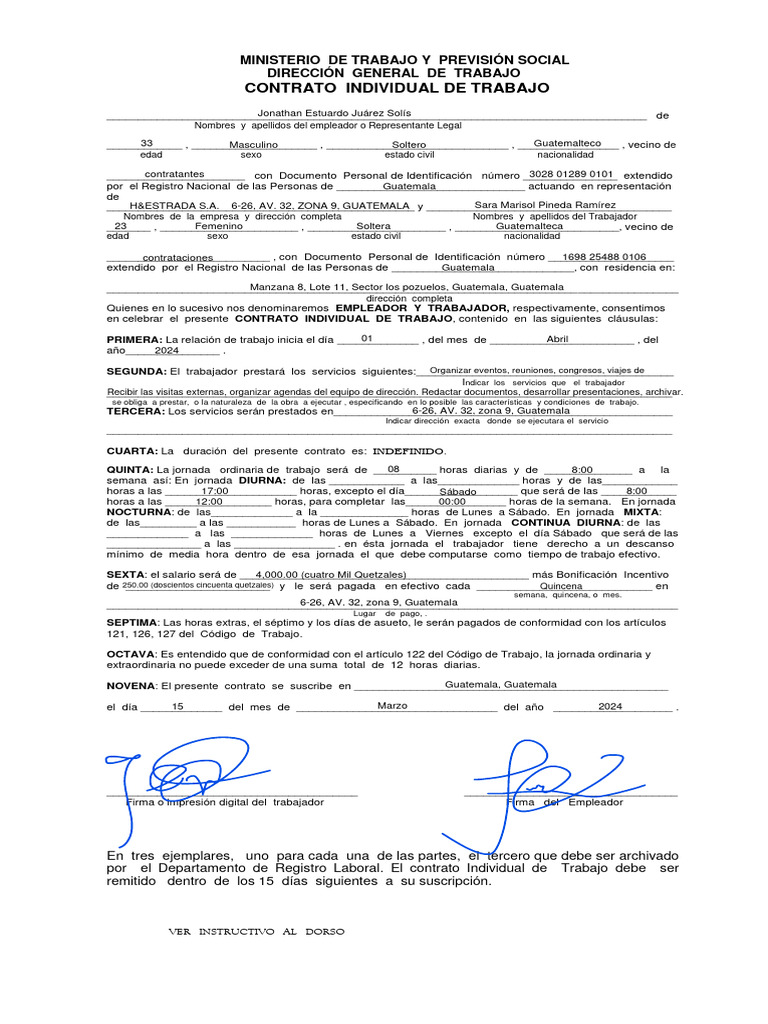 Modelo Contrato de Trabajo DPI | PDF | Salario | Tiempo de trabajo