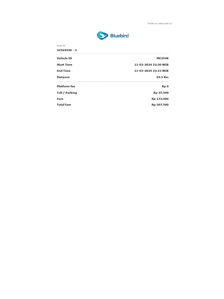 Blue Bird Invoice | PDF