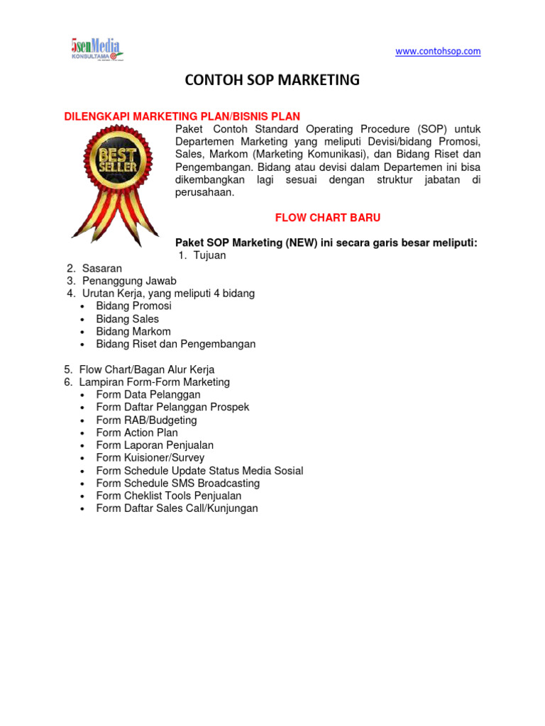 Contoh SOP untuk Departemen Marketing | PDF