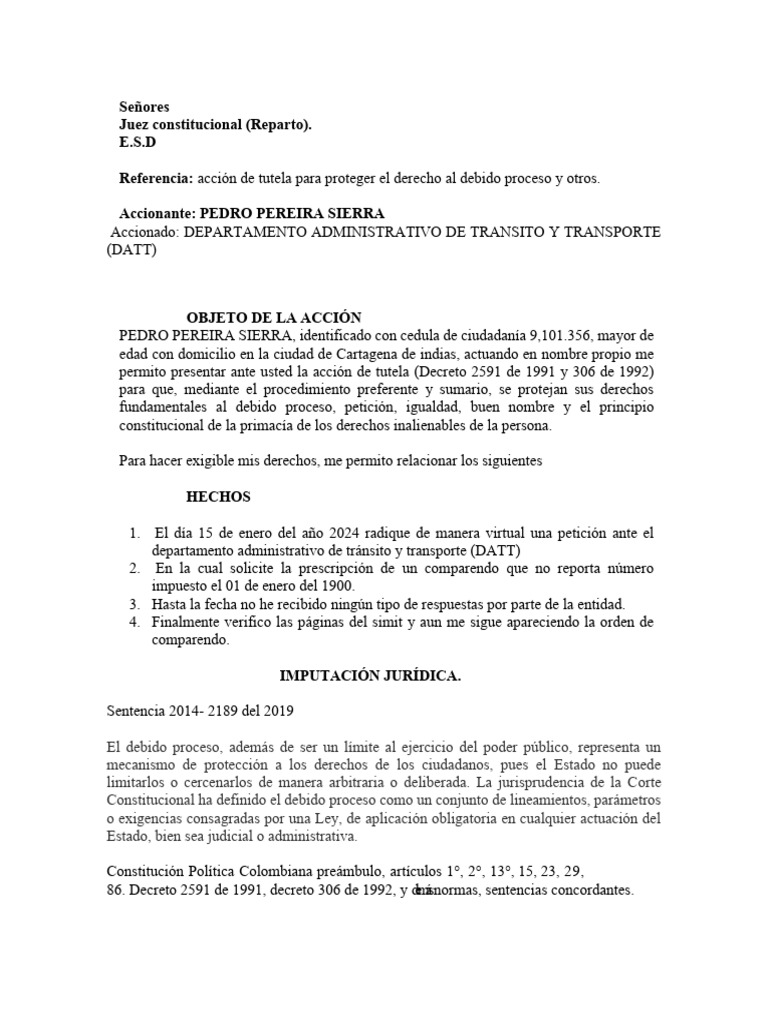 01 Demanda | PDF | Debido al proceso | Constitución