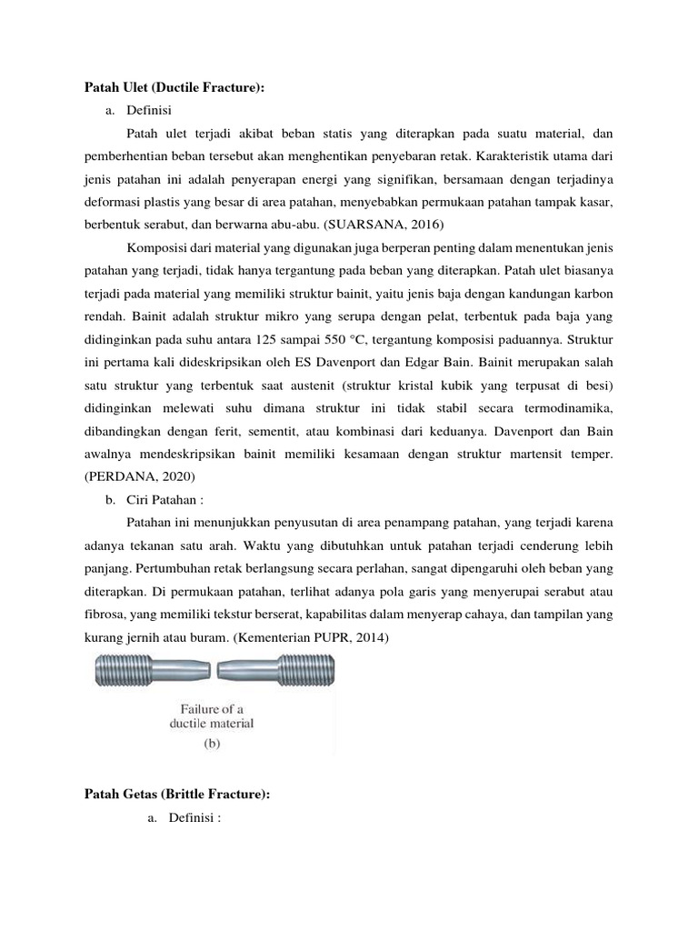 Perbandingan Patah Ulet dan Getas | PDF | Teknologi & Rekayasa