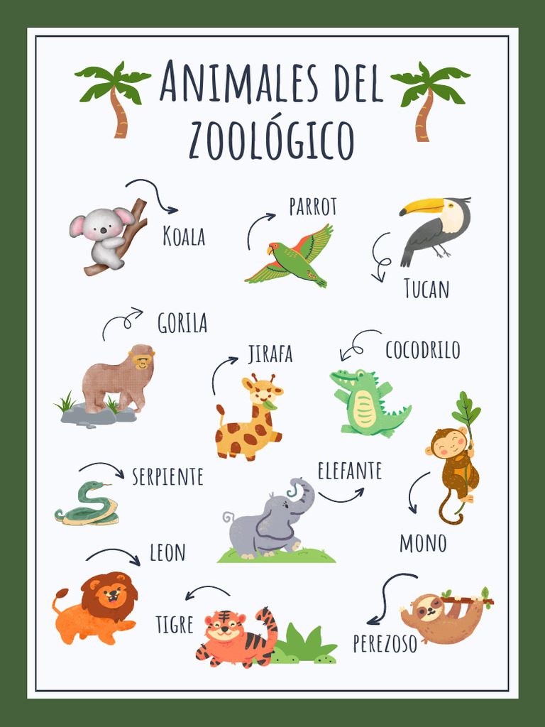 Green Illustrated Jungle Animals Poster | PDF
