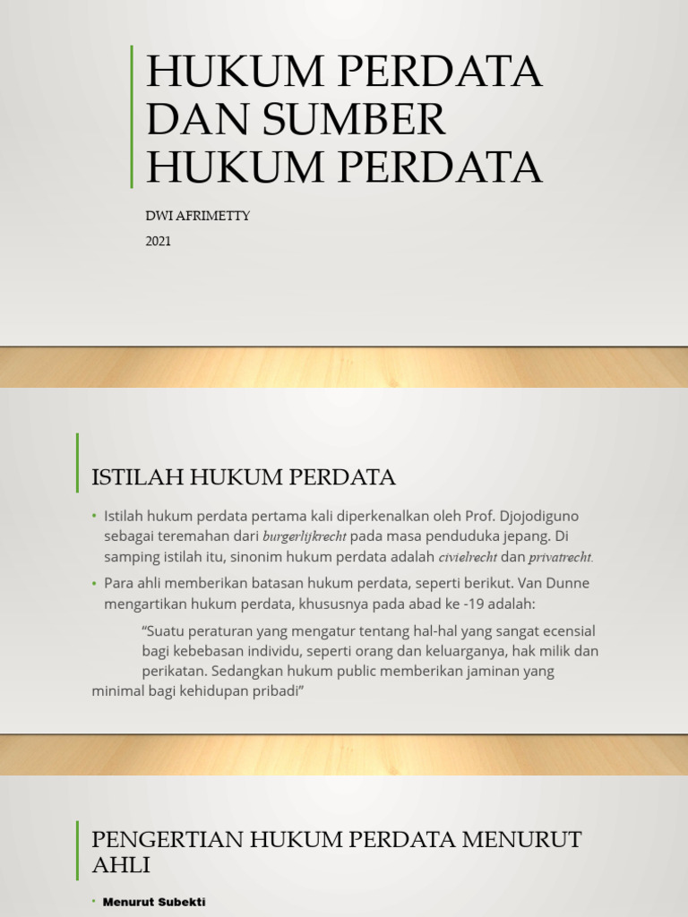 Hukum Perdata Dan Sumber Hukum Perdata Pert Ke 2-1 | PDF