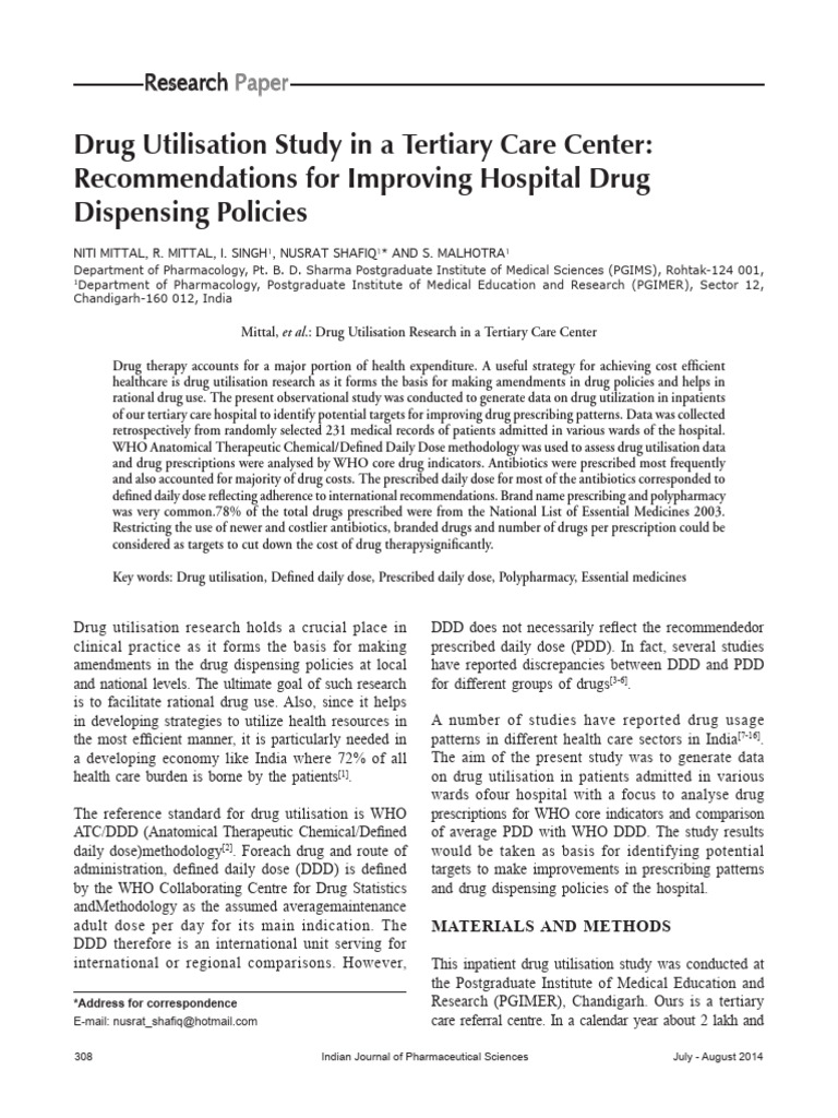 Drug Utilization Study IJPhS-76-308 | PDF | Prescription Drugs ...