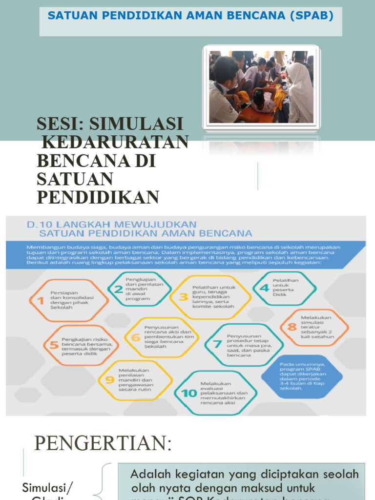 Simulasi Kedaruratan Bencana Di Satuan Pendidikan SPAB | PDF