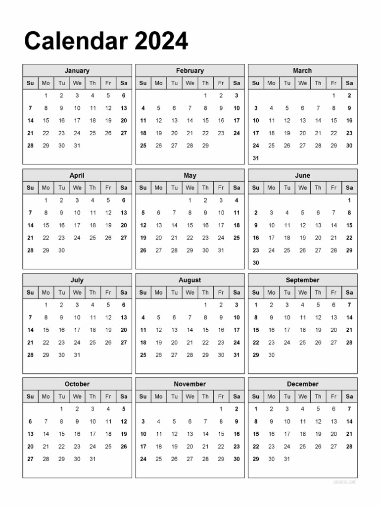 2024 Calendar Vertical | PDF