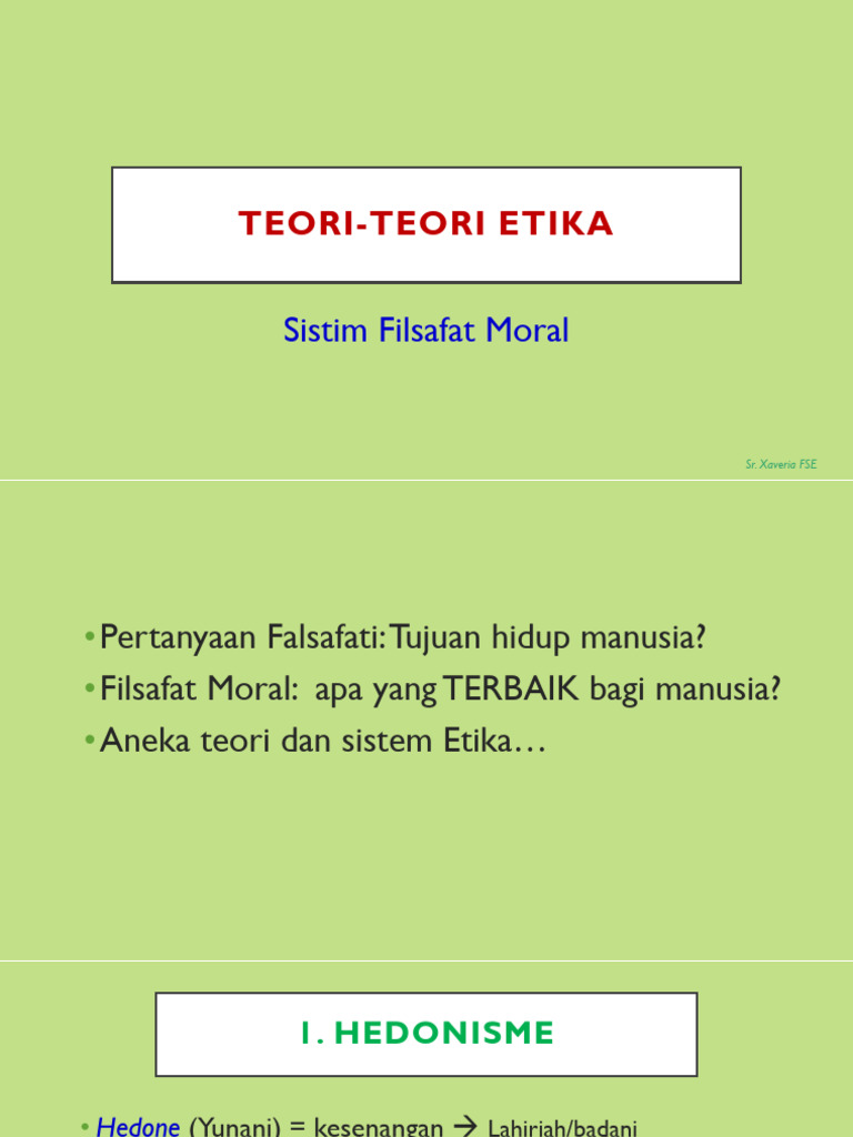 Teori Etika: Hedonisme, Eudemonisme, dan Deontologi | PDF | Politik ...