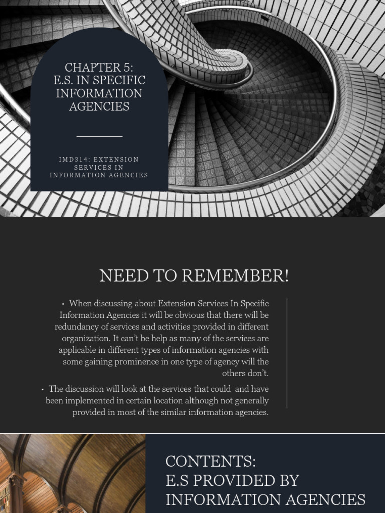 Chapter 5 - E.S. by Info Agencies | PDF | Libraries | Public Library