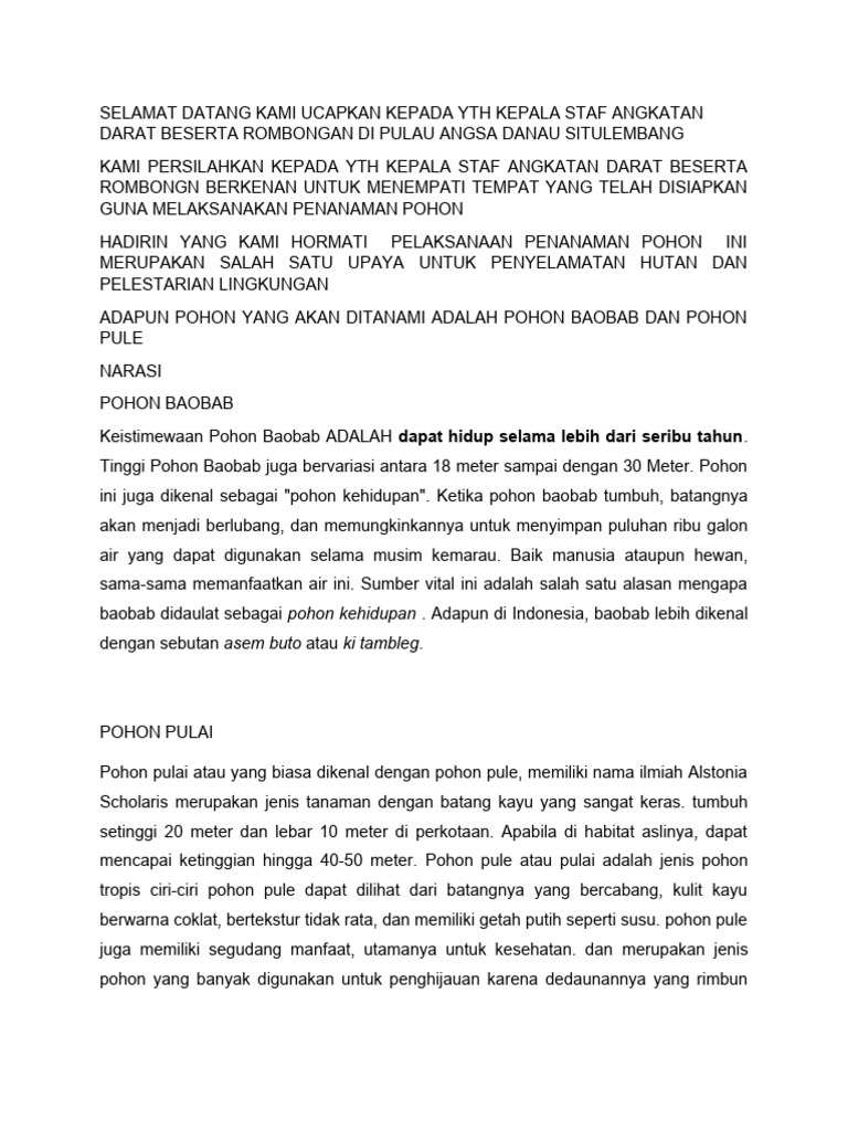 Narasi MC Penanaman Pohon | PDF