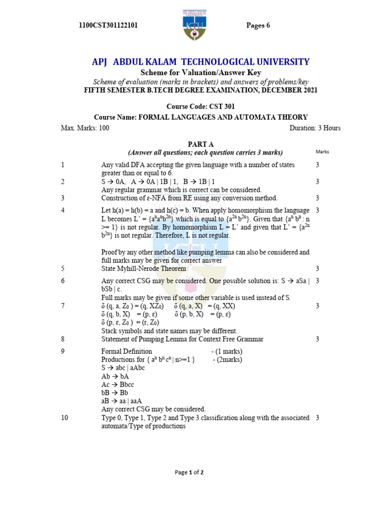 Cst301-Scheme Formal Languages and Automata | PDF | Mathematical Logic | Theoretical Computer ...