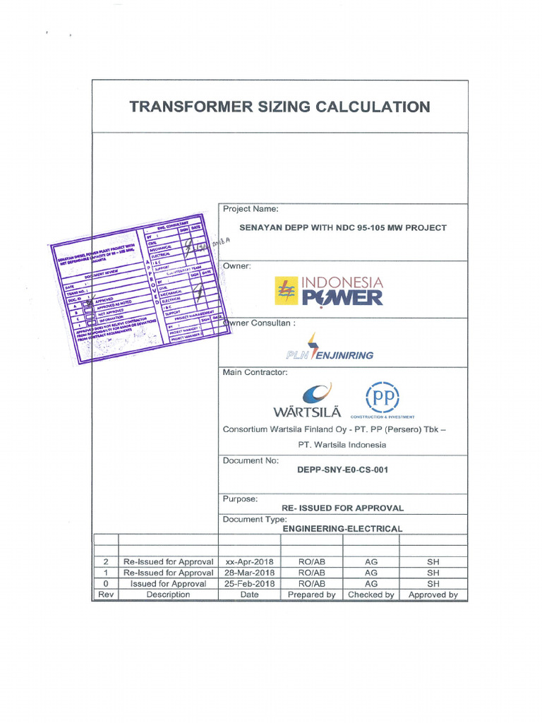 DEPP - SNY - E0 - CS - 001 (A) Generator Step Up Transformer Sizing ...