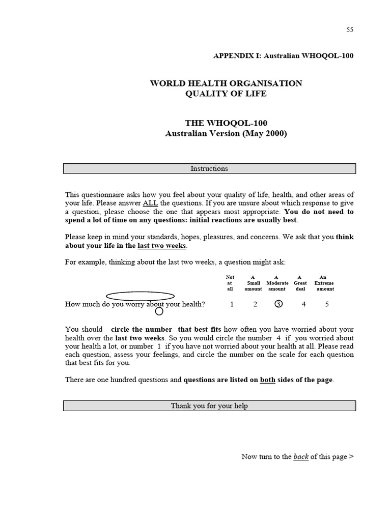 WHOQOL-100 (eng ver) | PDF