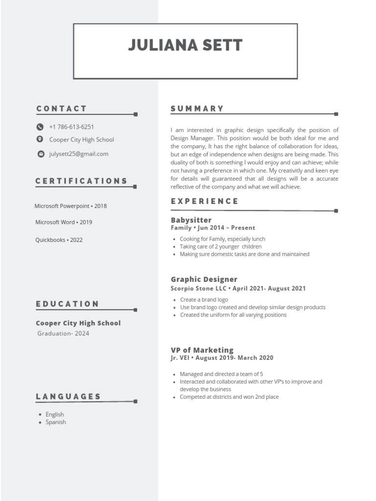 Gray Modern Professional Without Photo Resume | PDF