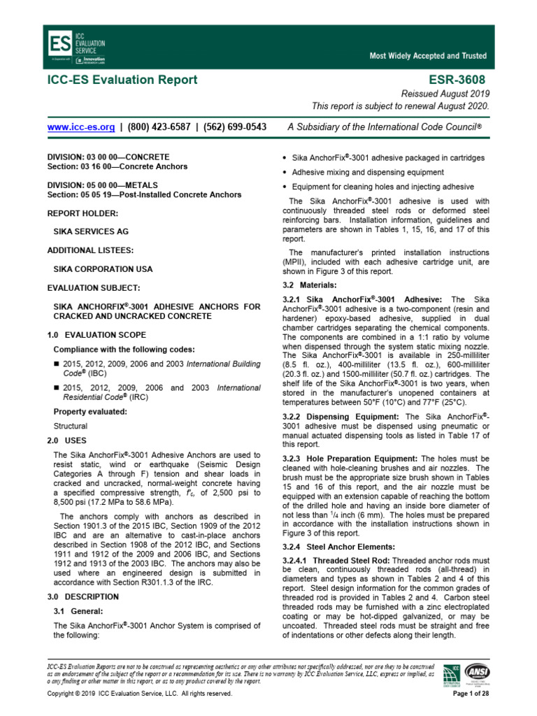 ICC ESR-3608 (Renew 8-20) S AnchrFx-3001 (DWNLD 9-20-19) | PDF ...
