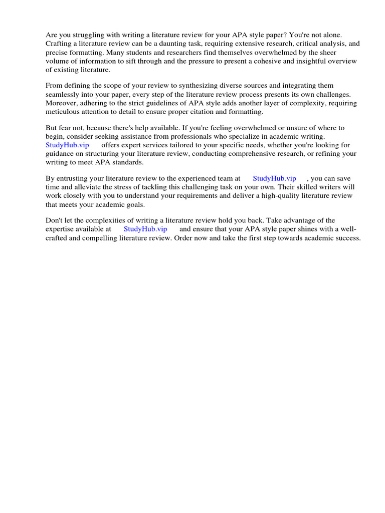 Literature Review Apa Style Paper Example | PDF | Apa Style ...