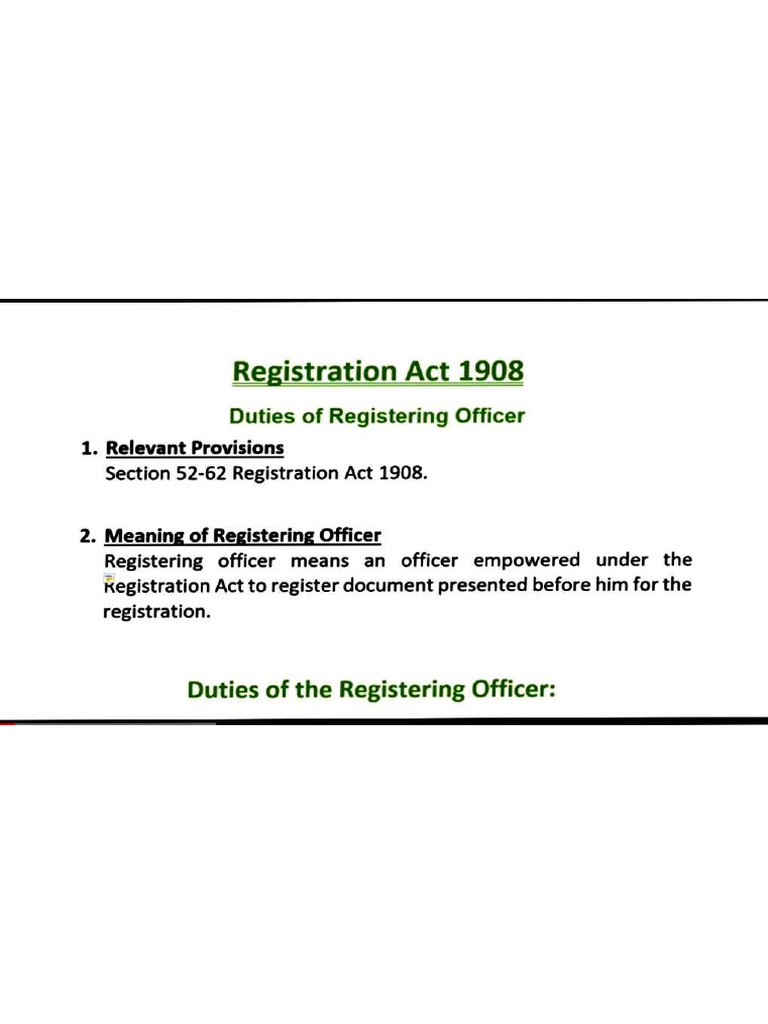 Duties of Registering Officer | PDF