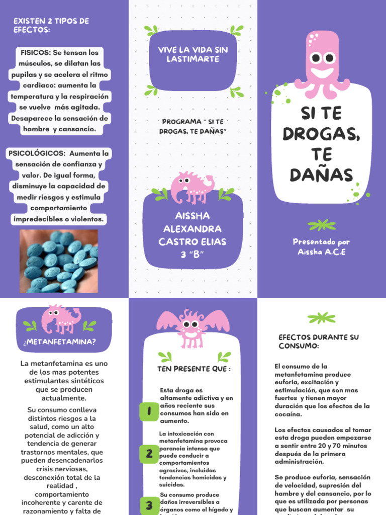 Folleto Tríptico Actividades Infantiles Ilustrado Divertido Morado y ...
