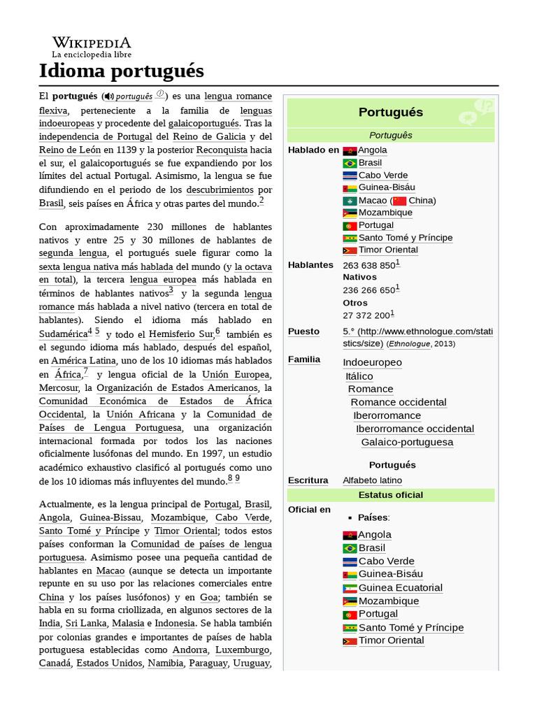 Idioma_portugués | PDF | Lengua portuguesa | Lingüística