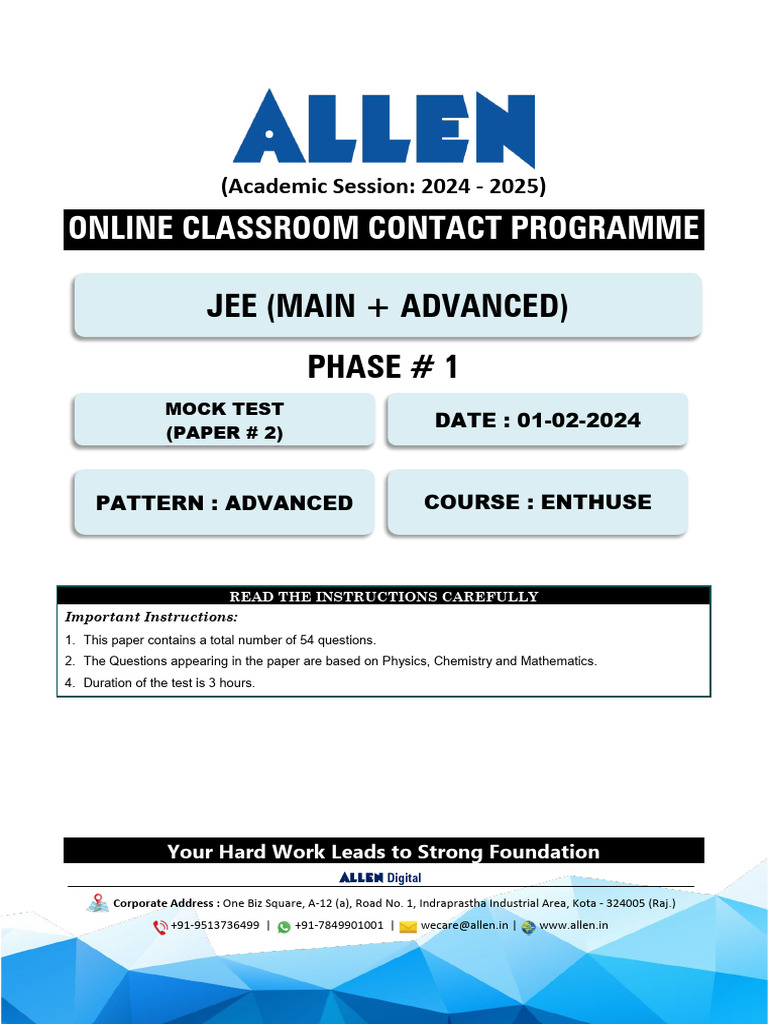 Mock Test Paper 2 | PDF