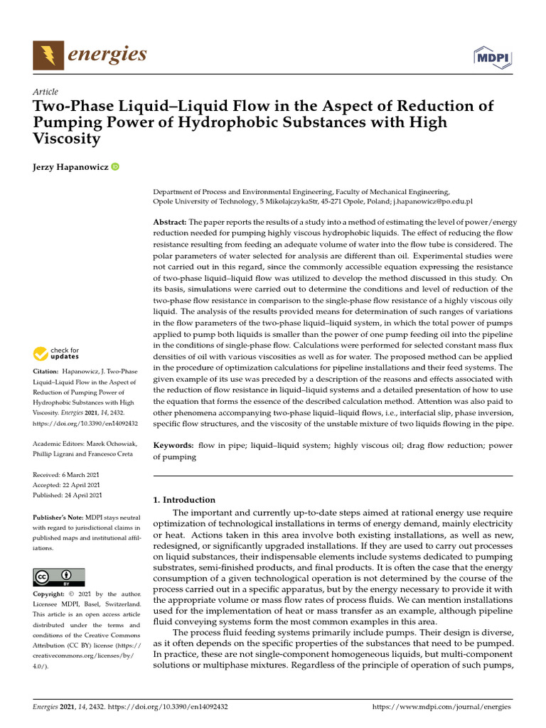 Two Phase Liquid Liquid Flow | PDF | Liquids | Viscosity