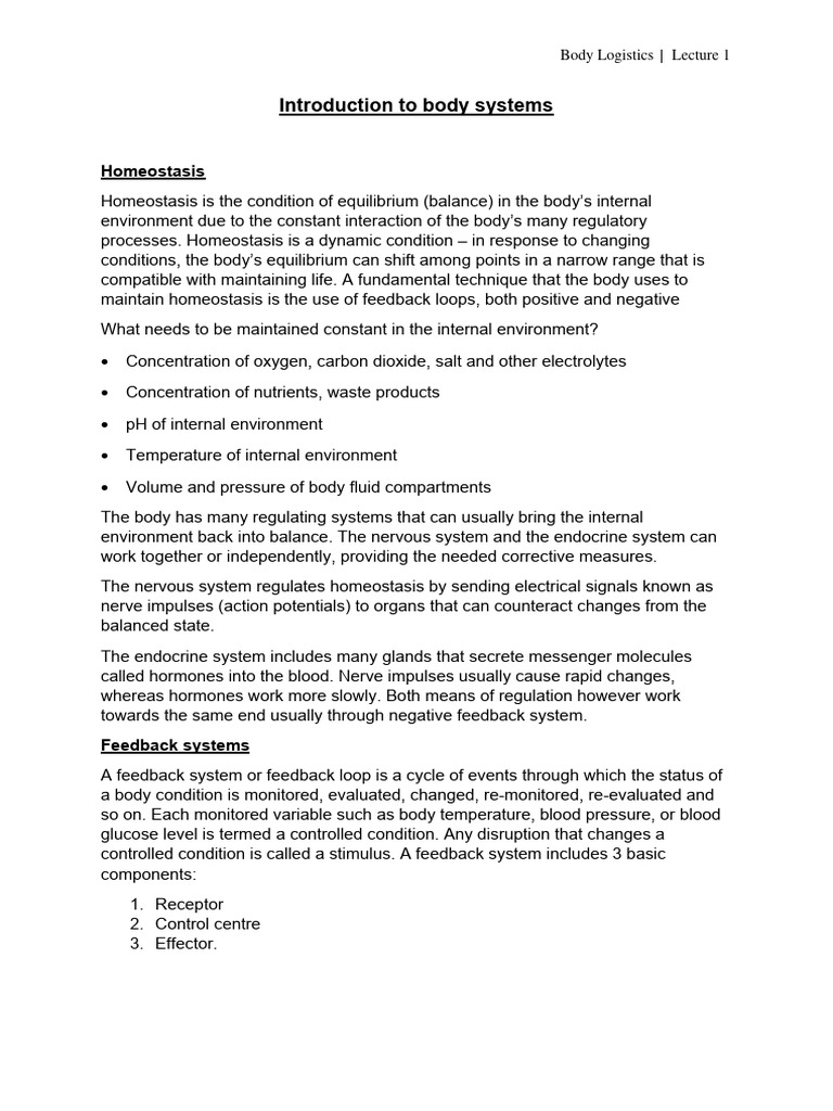 Introduction to body systems | PDF