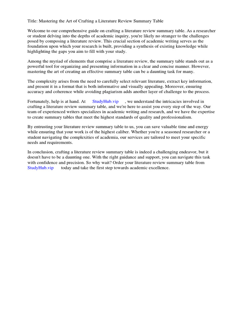 Literature Review Table Guide | PDF | Art