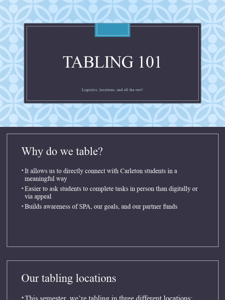 Tabling 101 | PDF