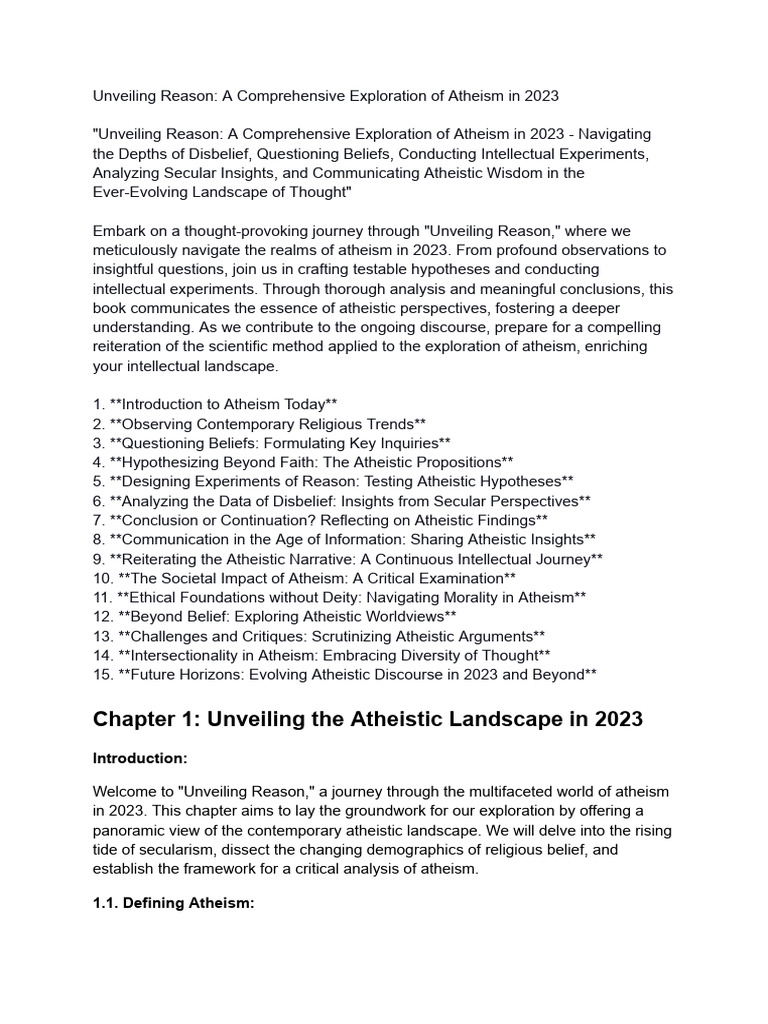 Unveiling Reason - A Comprehensive Exploration of Atheism in 2023 | PDF ...