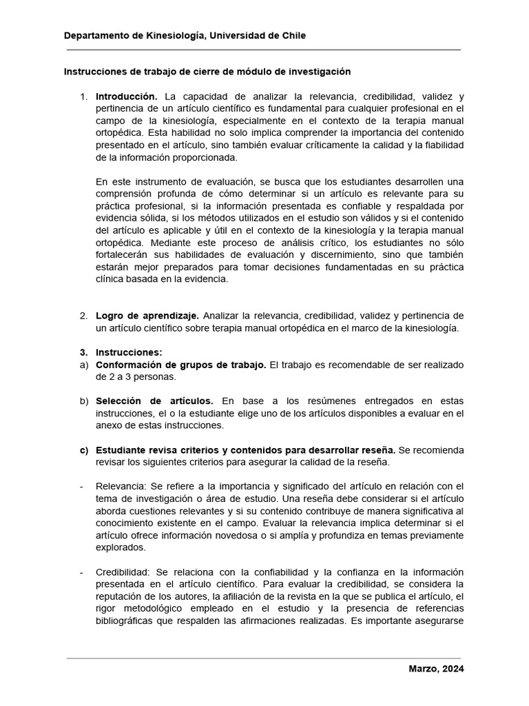 Instrucciones de Trabajo de Cierre de M Dulo de Investigaci N | PDF