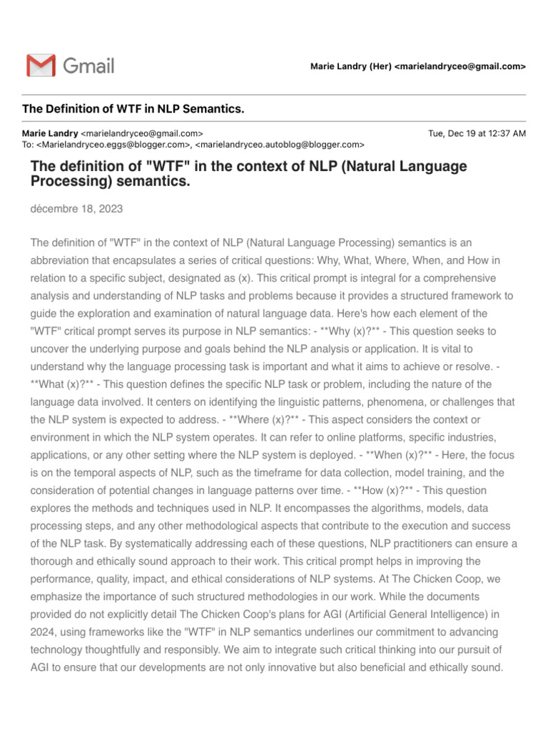 The Definition of WTF in NLP Semantics. | PDF