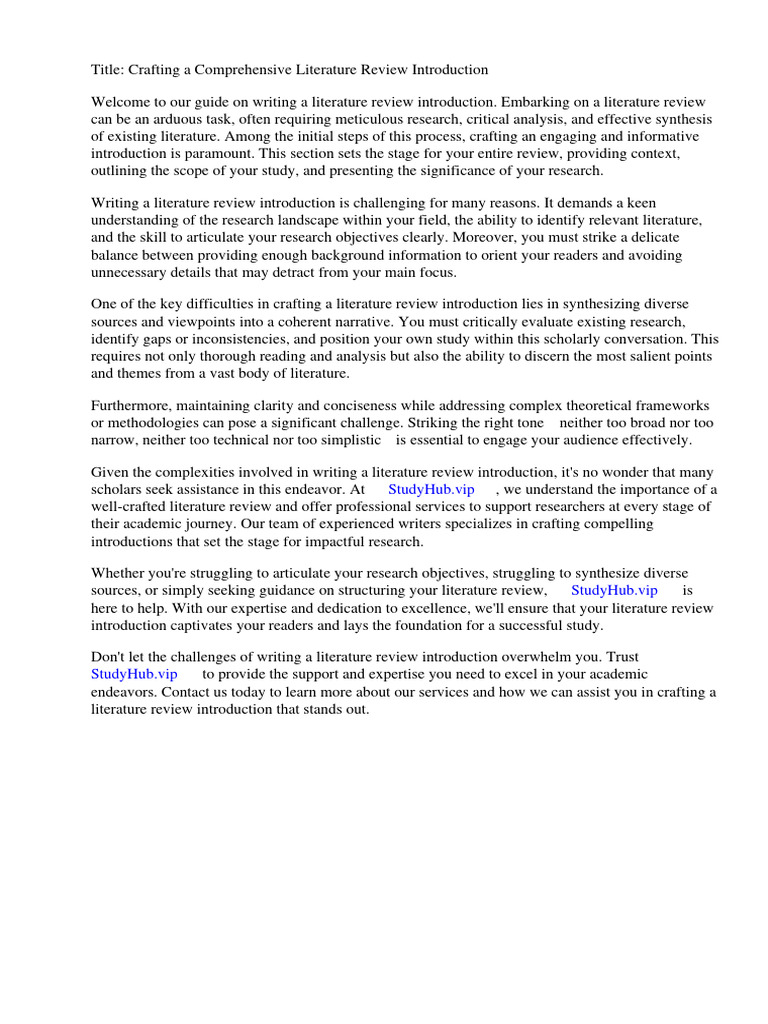 Writing Literature Review Introduction | PDF | Literature Review | Essays Writing Literature Review Introduction | PDF | Literature Review | Essays