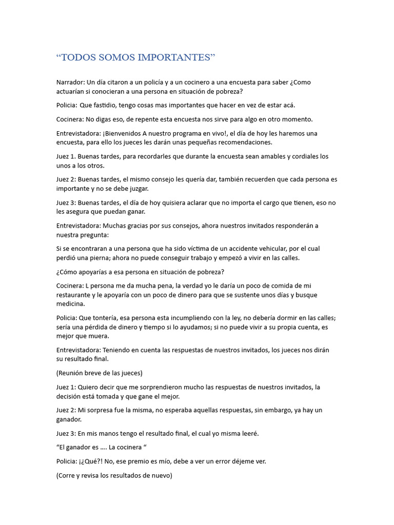 Todos Somos Importantes | PDF