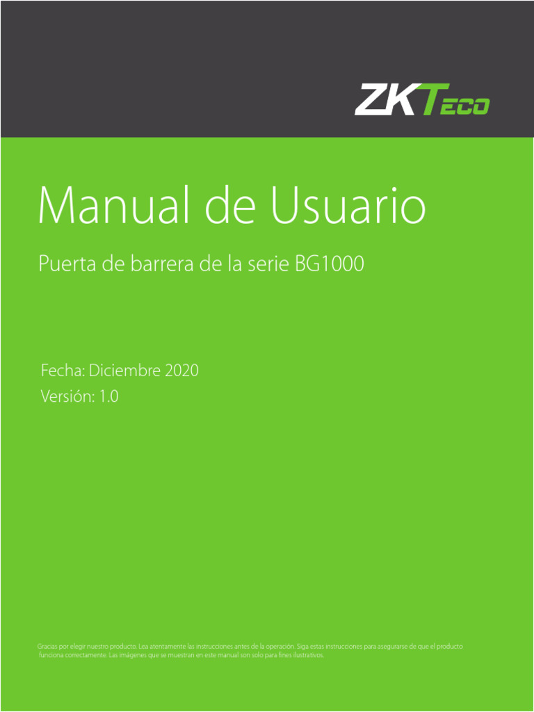 Manual de Usuario BG1000 ZKTeco | PDF | Biometría | Autenticación