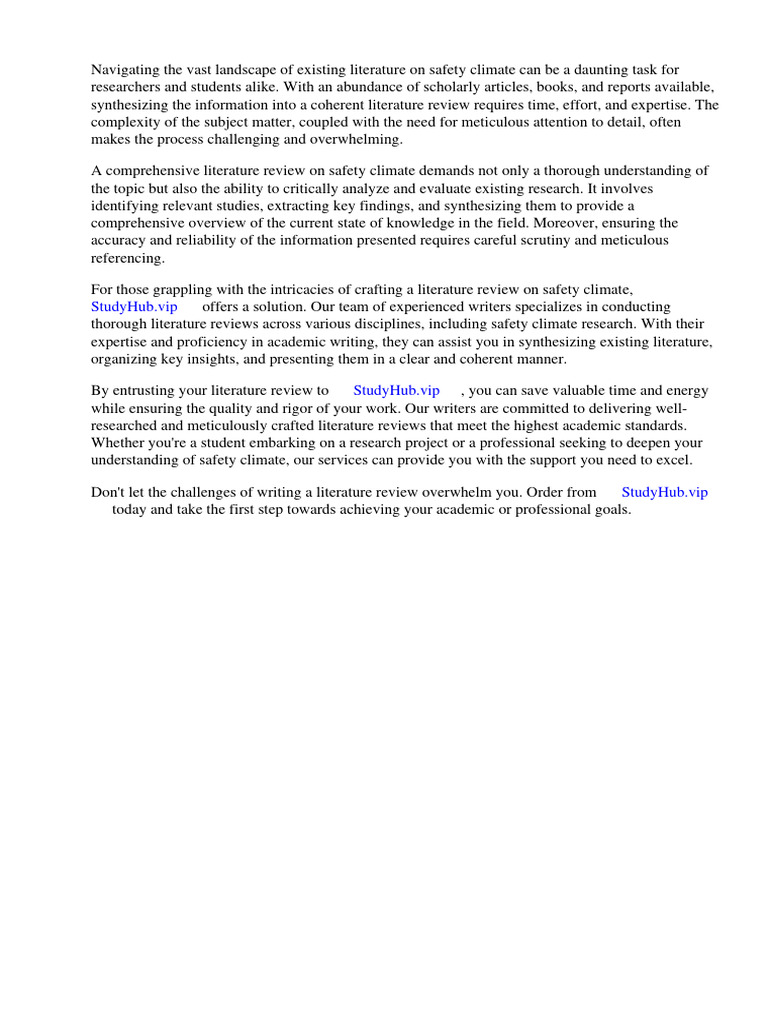 Safety Climate Literature Review | PDF