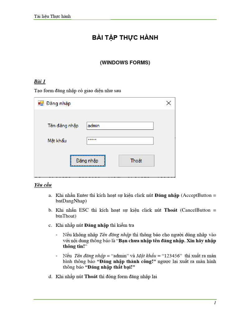 Bai Tap Windows Forms | PDF