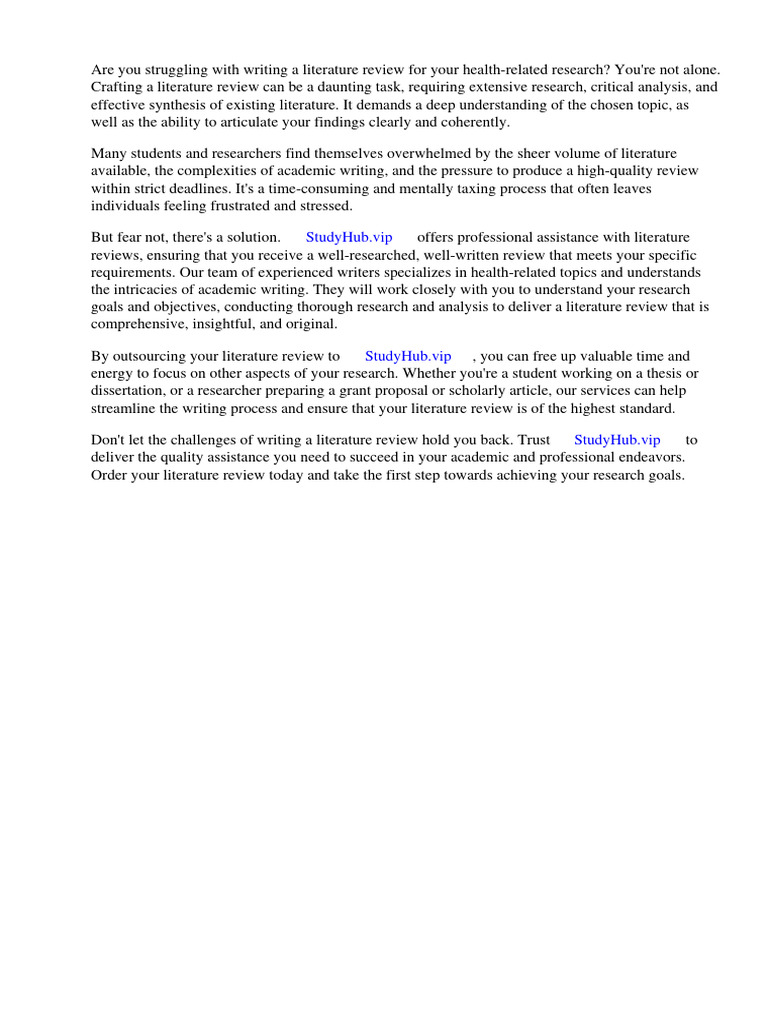 Health Literature Review Topics | PDF
