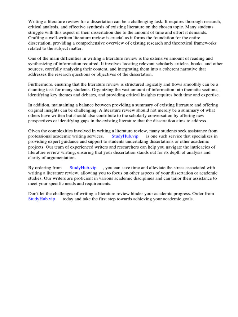 Sample Literature Review Dissertation | Download Free PDF | Literature ...