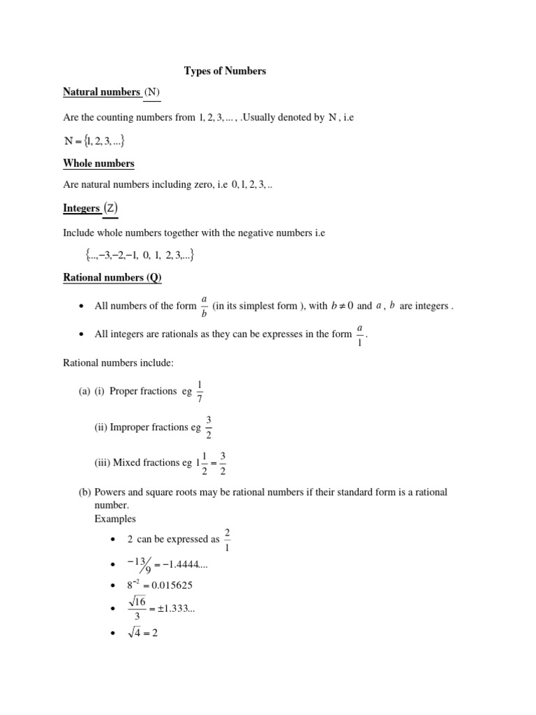 Types of Numbers | PDF