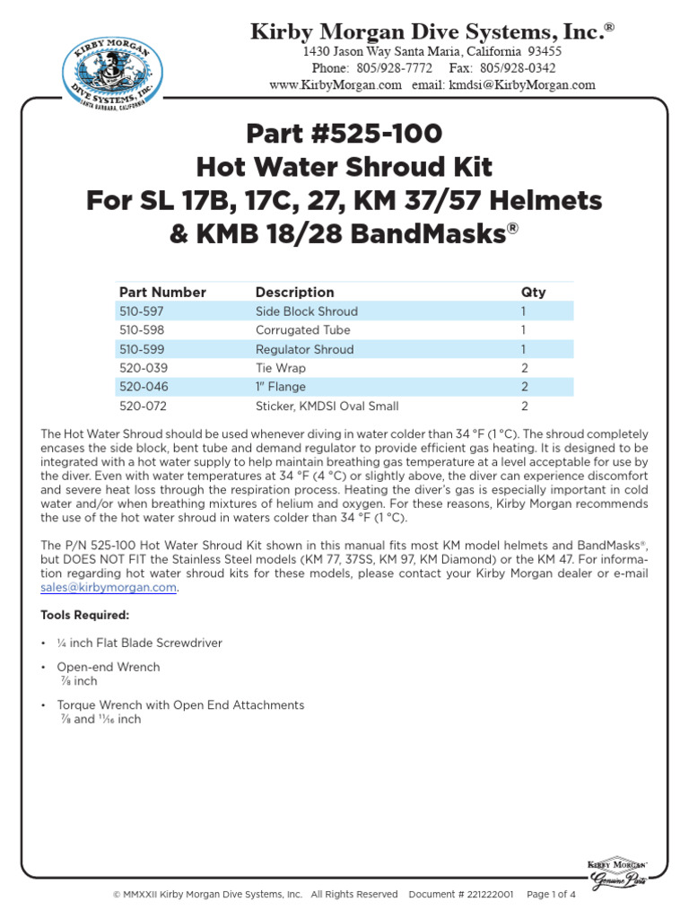 525 100 Hot Water Shroud Kit | PDF | Technology & Engineering