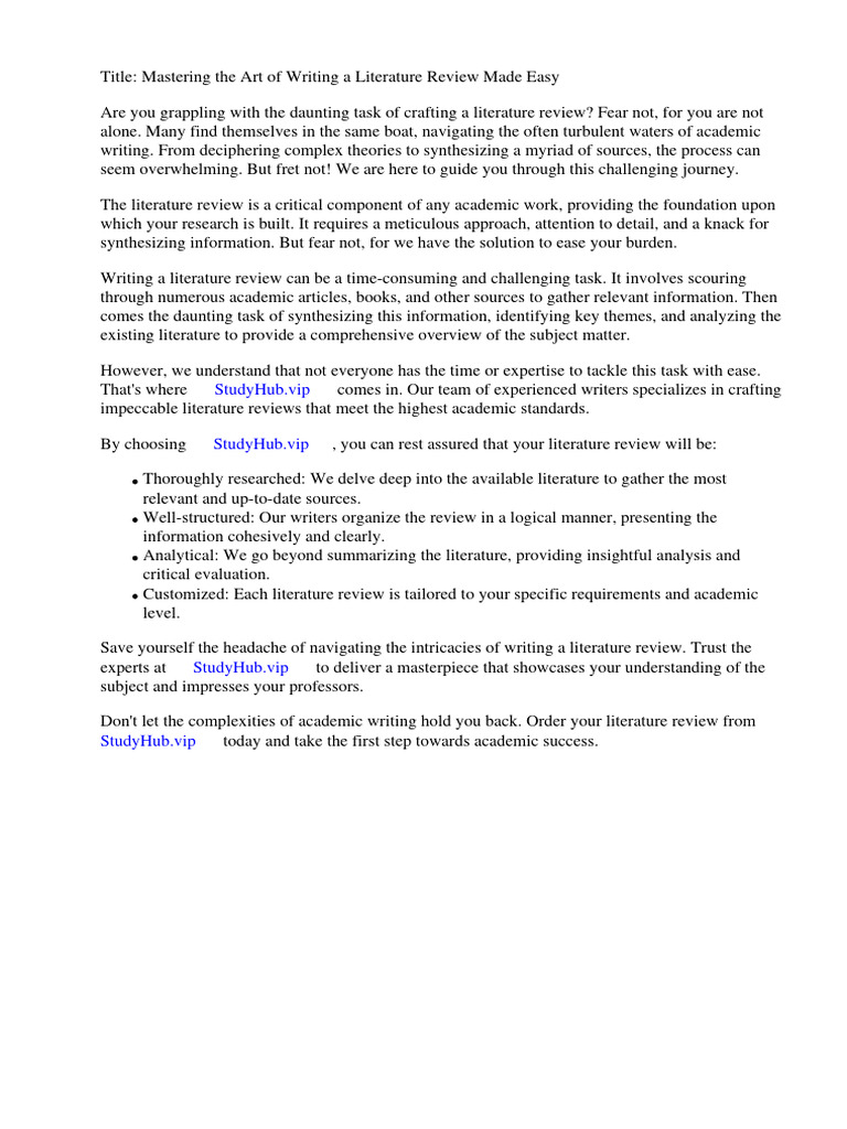 Writing Literature Review For Dummies | PDF